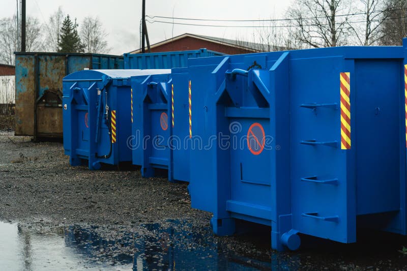 Large Blue Waste Containers Stock Photo - Image of containers ...