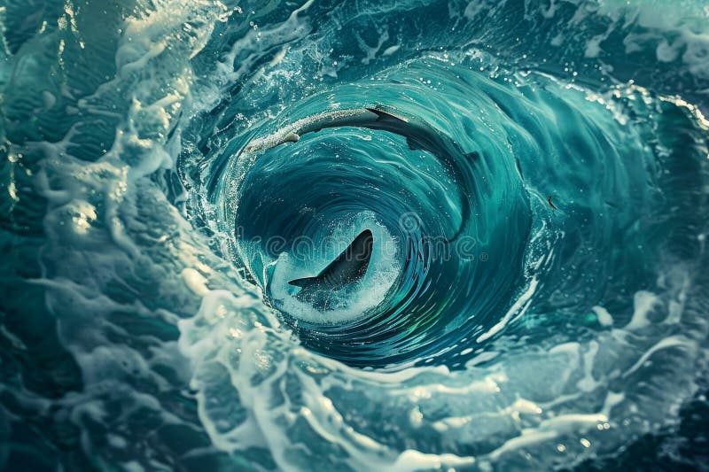 A Large Blue Wave Surges in the Middle of the Ocean, Creating a ...