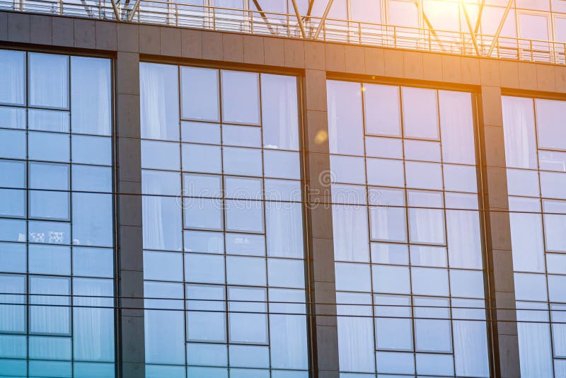 Large Blue Windows on an Office Building Stock Photo - Image of ...