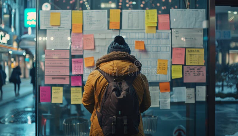 A Large Board with Sticky Notes Hanging from it Stock Illustration ...