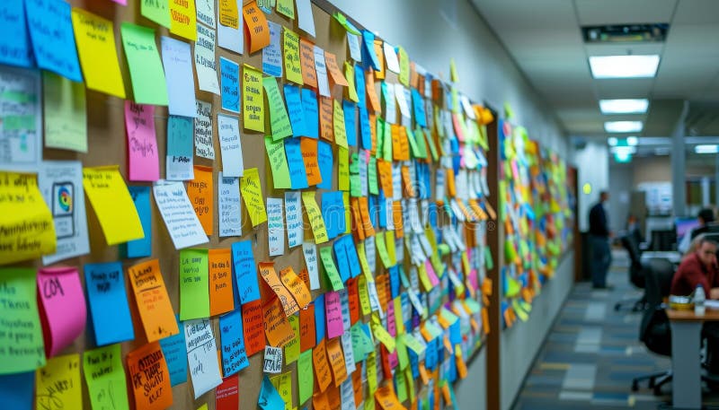 A Large Board with Sticky Notes Hanging from it Stock Illustration ...