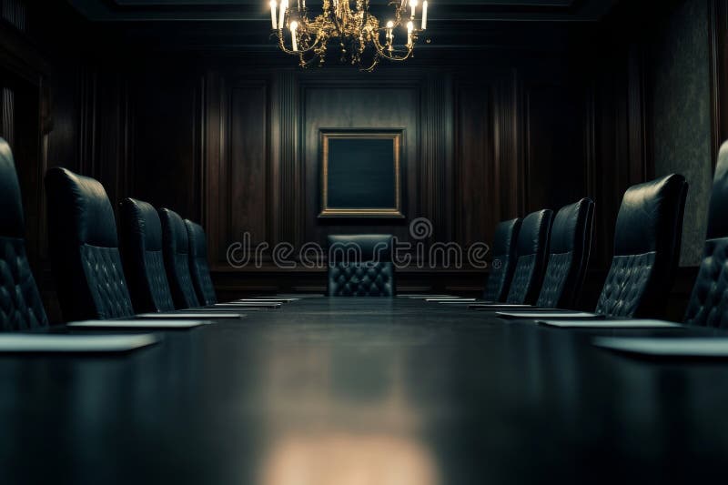 A Large Boardroom Meeting Table with Empty Chairs Ready for Directors ...