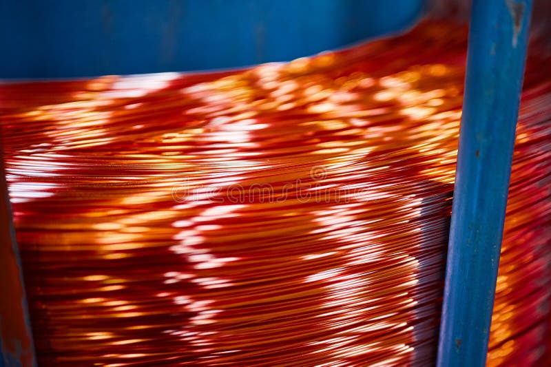 Large Bobbin of Orange Copper Wire in Light Warehouse Stock Image ...