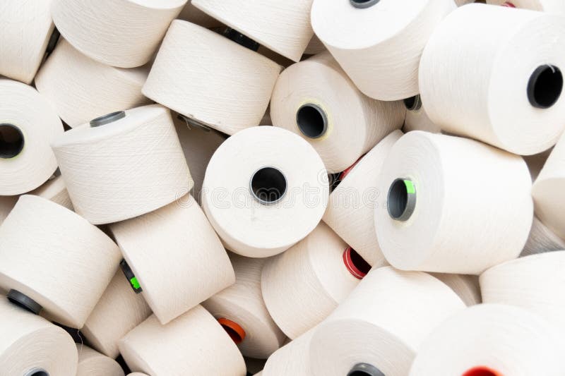 Large Bobbins of Linen Threads for Fabrics in the Cart.Flax Processing ...