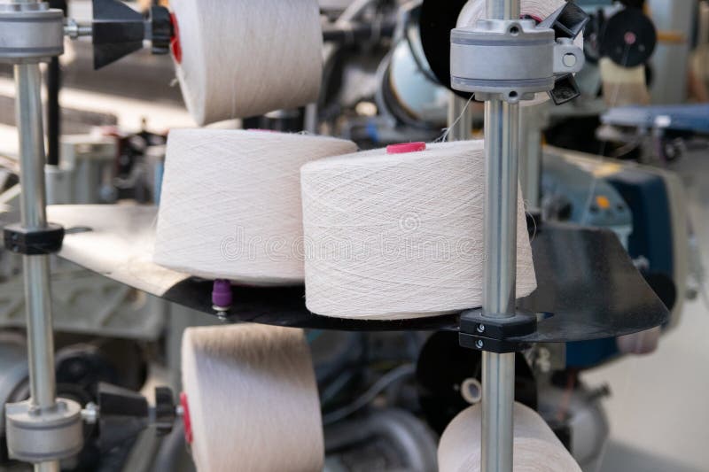 Large Bobbins of Thread in a Weaving Factory Stock Image - Image of ...