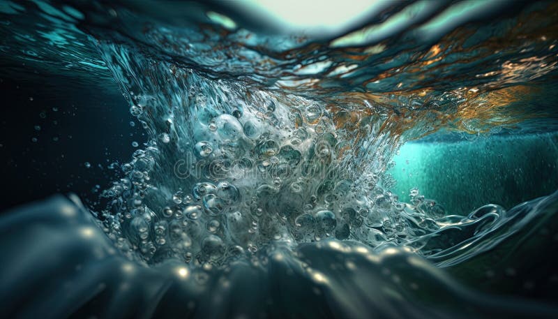 A Large Body of Water with a Wave Coming Out of it. Stock Illustration ...