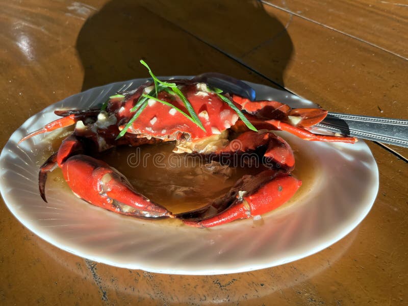 Large Boiled Crab with Spices on a Plate Stock Image - Image of cooking ...