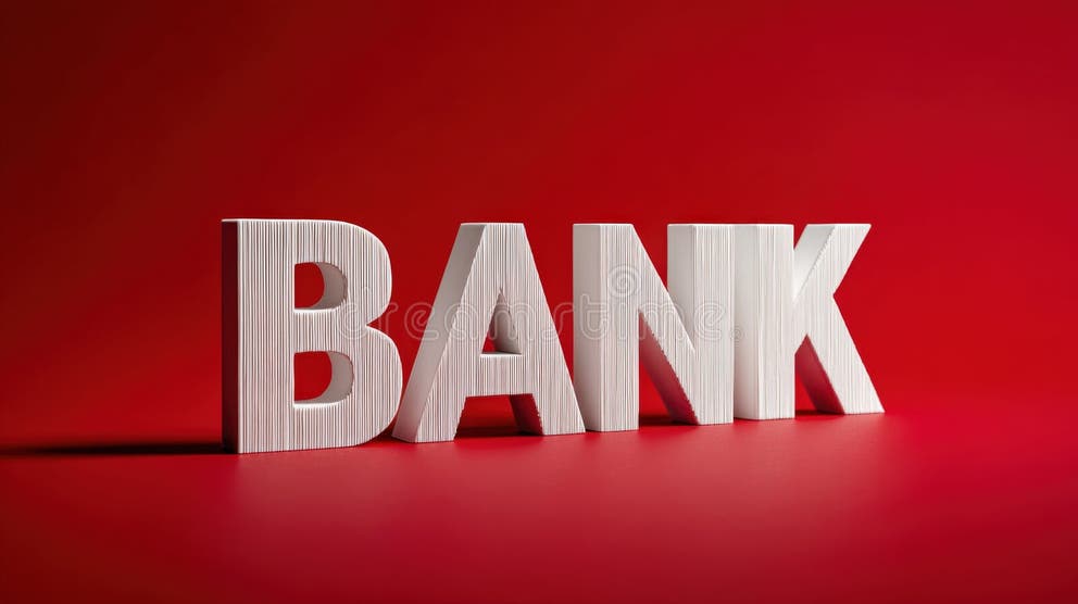 Generative AI Bold Threedimensional White Bank Letters on Red ...