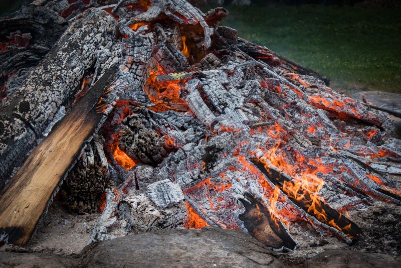 Large bonfire in nature stock image. Image of campfire - 247344113