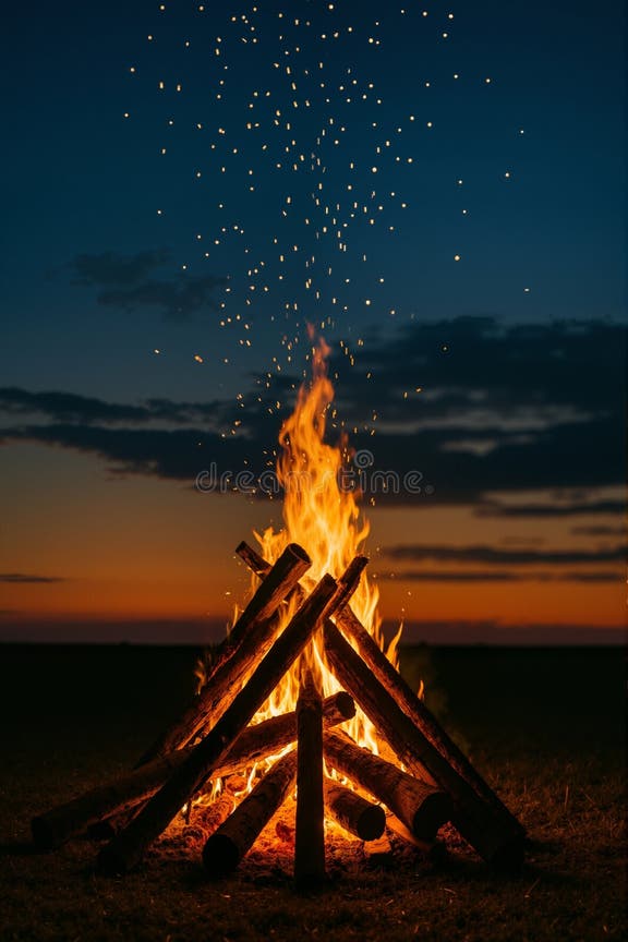 Large Bonfire at Sunset stock photo. Image of natural - 375366738