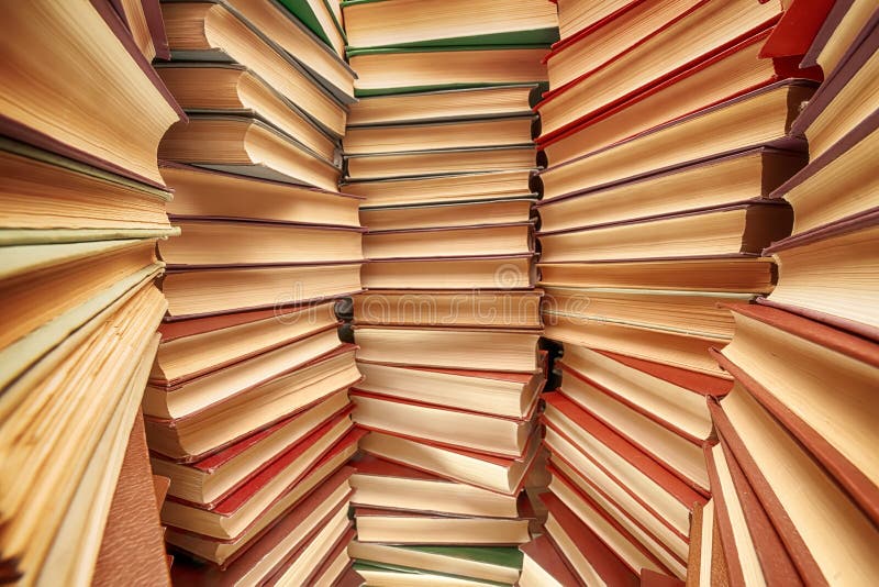 Large Books Pile with Single Open Book Isolated Stock Photo - Image of ...