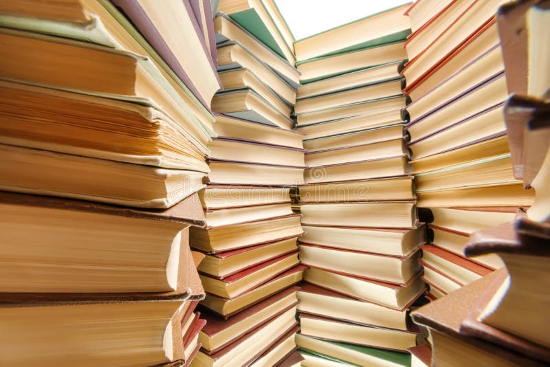 Large Books Pile Wide Angle View Stock Image - Image of read, heap ...