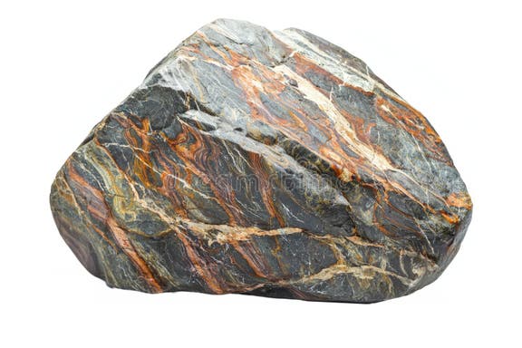 Large Boulder Painted with Subtle Abstract Patterns, Isolated on White ...