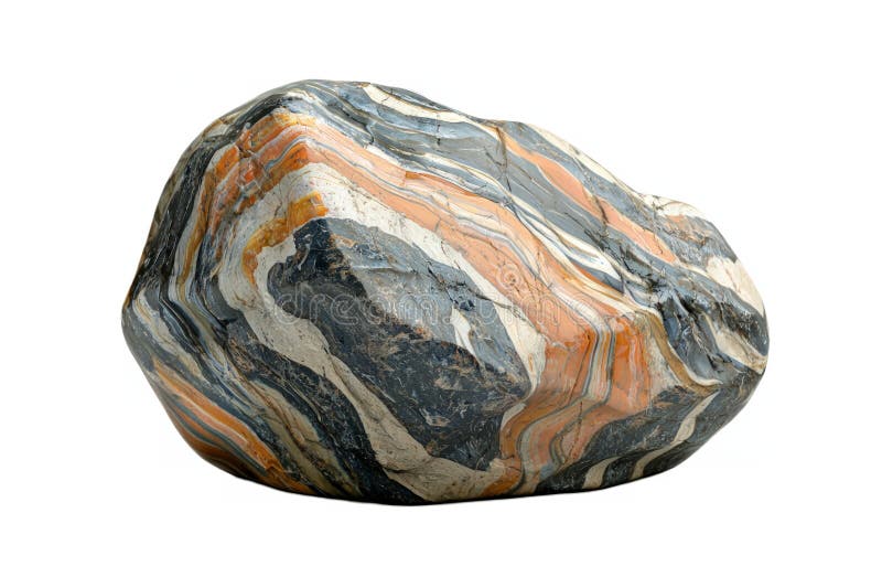 Large Boulder Painted with Subtle Abstract Patterns, Isolated on White ...