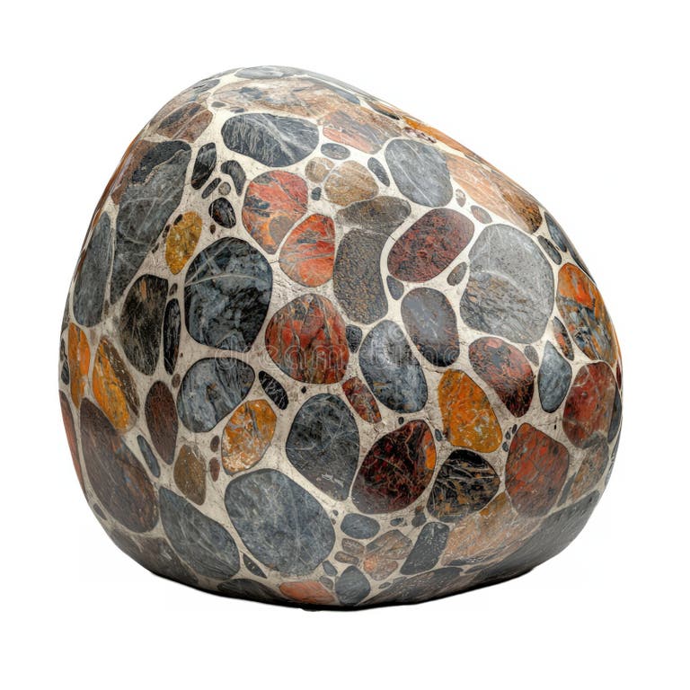 Large Boulder Painted with Subtle Abstract Patterns, Isolated on White ...
