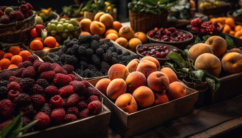 A Large Bowl of Juicy, Ripe Berry Fruit Variation Generated by AI Stock ...