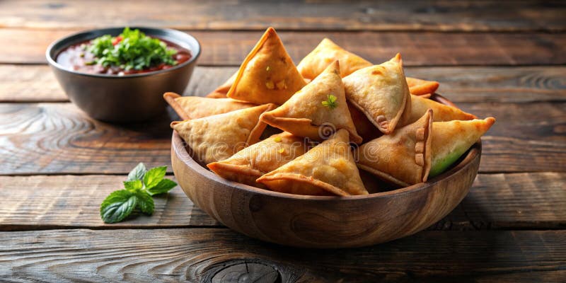 A Large Bowl of Samosas is Displayed on a Table AI Generative Stock ...
