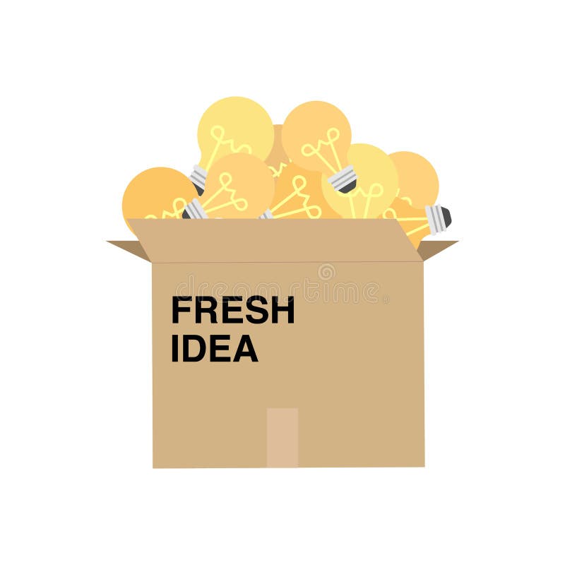 Large box with bulbs ideas stock vector. Illustration of symbol - 82003413