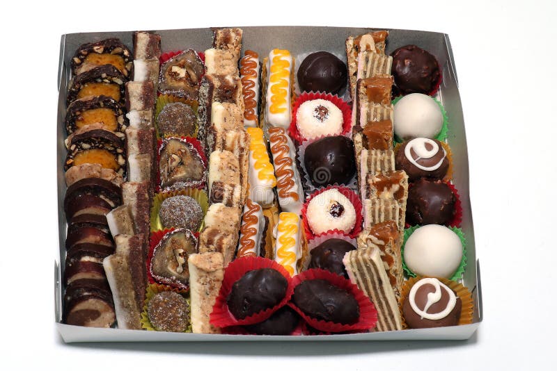 Large Box of Cake Selection Stock Photo - Image of stack, piece: 183404102