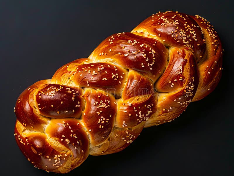 A Large Braided Bread with Sesame Seeds on Top Stock Image - Image of ...