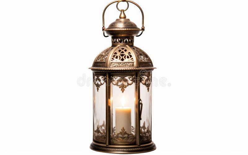 A Large Brass Lantern Hanging from Chain Stock Photo - Image of ...