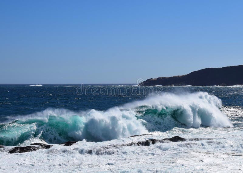 Wave Hitting the Rugged Shoreline Stock Photo - Image of hitting ...