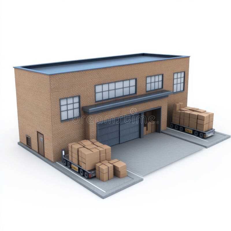 A Large Brick Building with a Loading Dock Stock Illustration ...