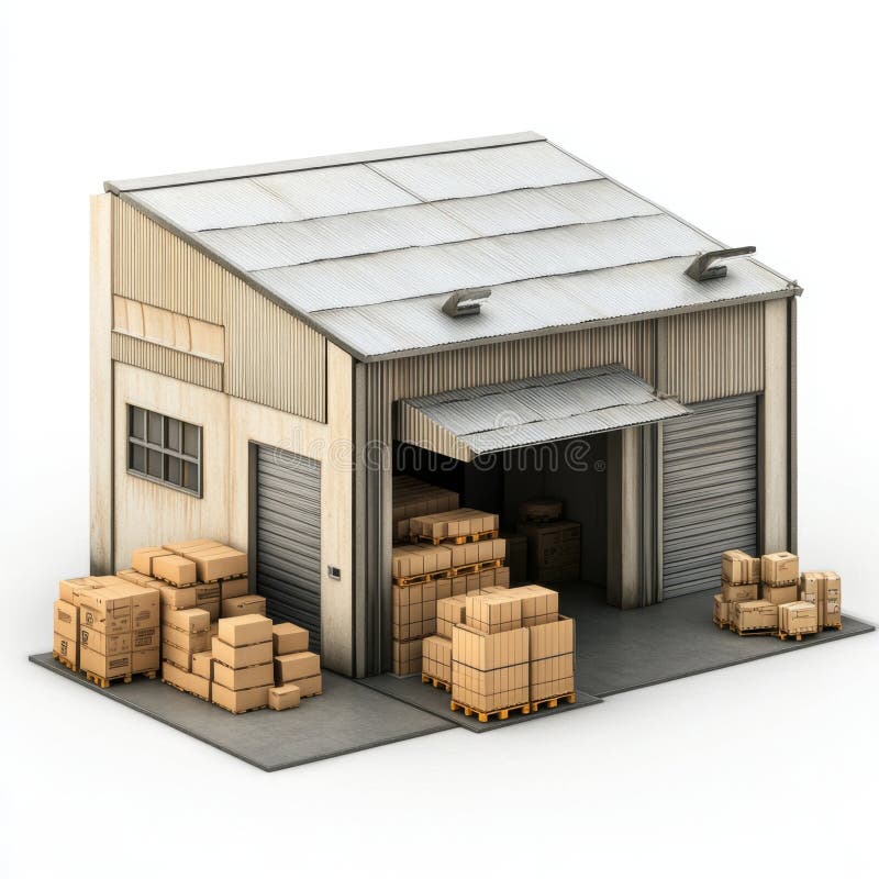 A Large Brick Building with a Loading Dock Stock Illustration ...