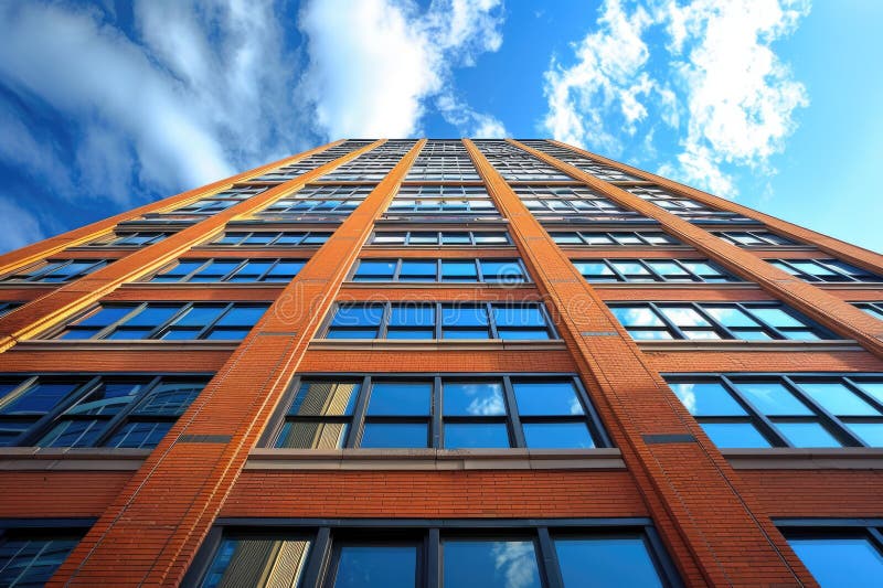 A Large Brick Building with Many Windows, Suitable for Use in Urban or ...