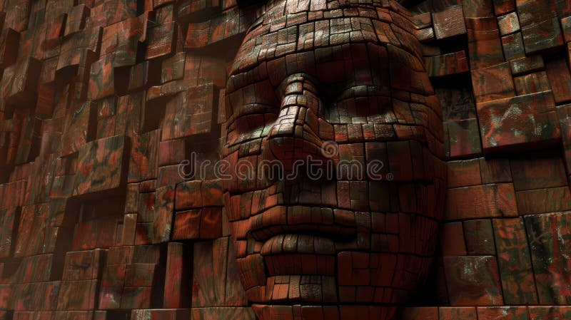 A Large Brick Wall with a Face Made of Bricks, AI Stock Photo - Image ...