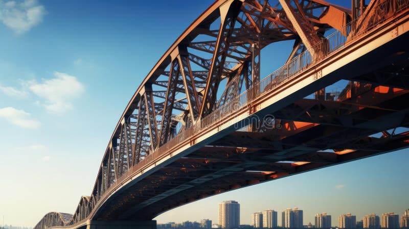 Large Bridge Over the River Stock Illustration - Illustration of ...