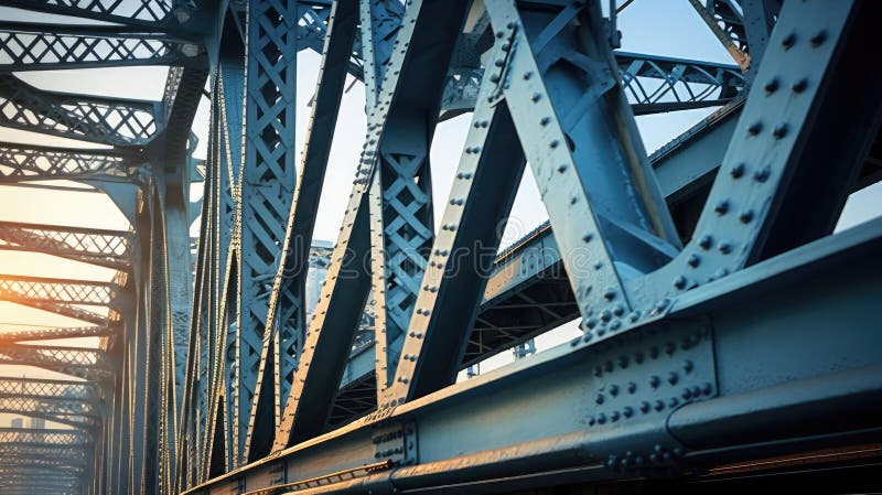 Large Bridge Over the River Stock Image - Image of skyline, building ...
