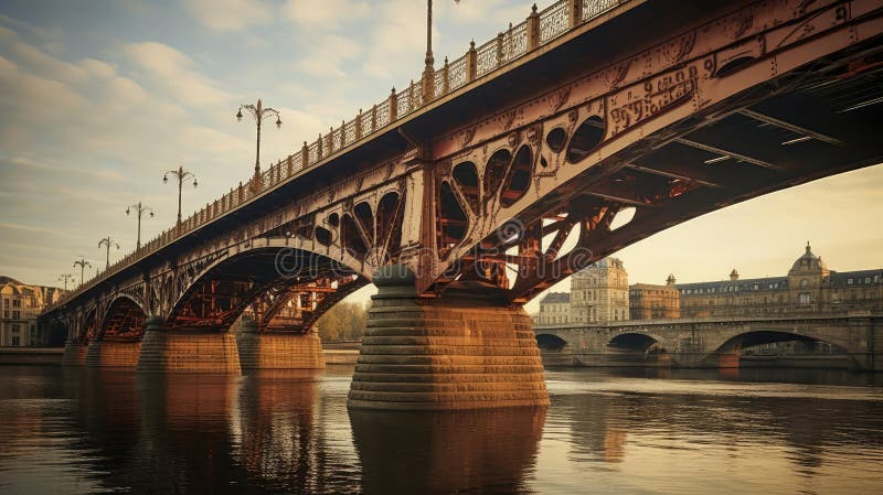 Large Bridge Over the River Stock Illustration - Illustration of ...