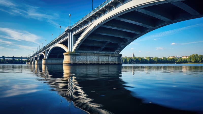 Large Bridge Over the River Stock Illustration - Illustration of ...