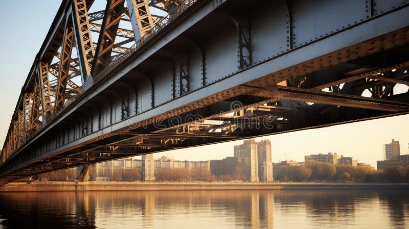 Large Bridge Over the River Stock Illustration - Illustration of ...