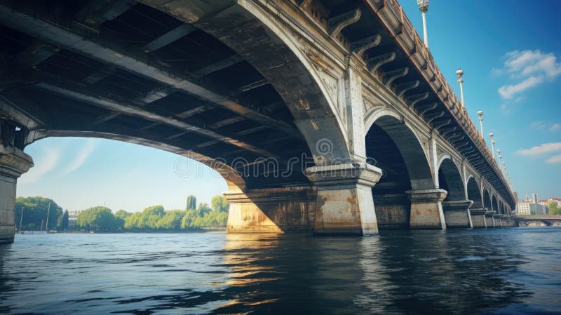 Large Bridge Over the River Stock Illustration - Illustration of ...