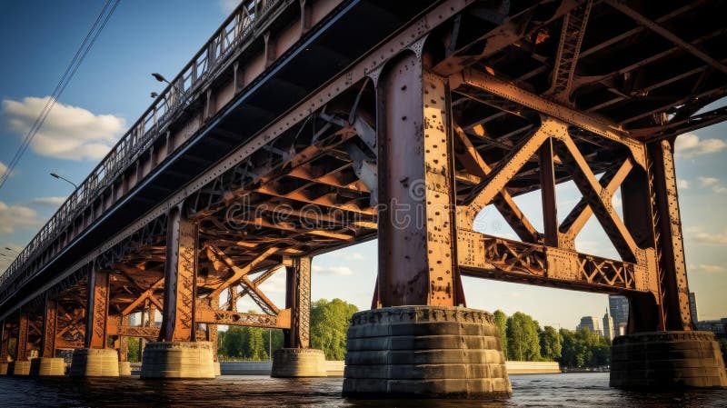 Large Bridge Over the River Stock Image - Image of sunset, landmark ...
