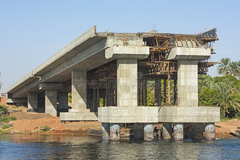 Large Bridge Under Construction Over Nile River at Kom Ombo Stock Photo ...