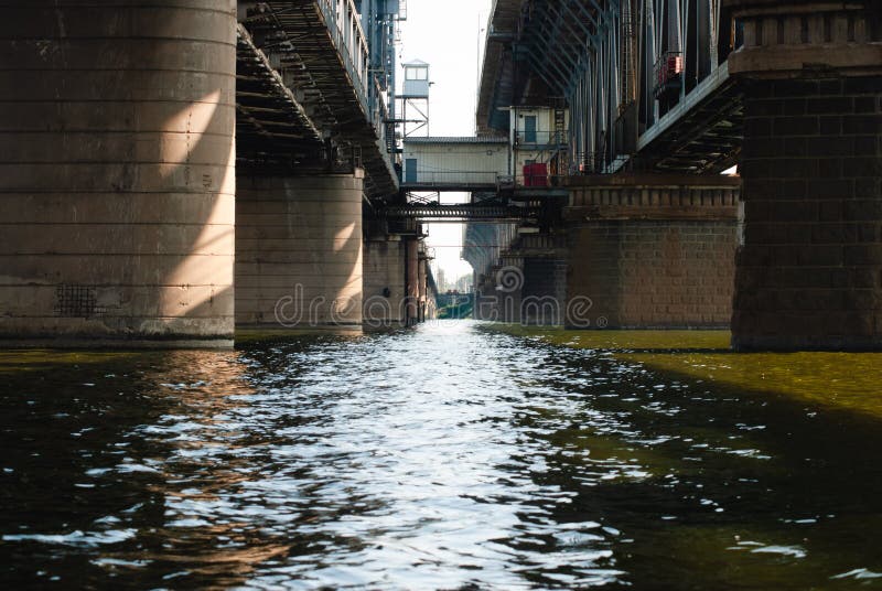 Large Bridge View from Below, Engineering Construction, Stock Image ...