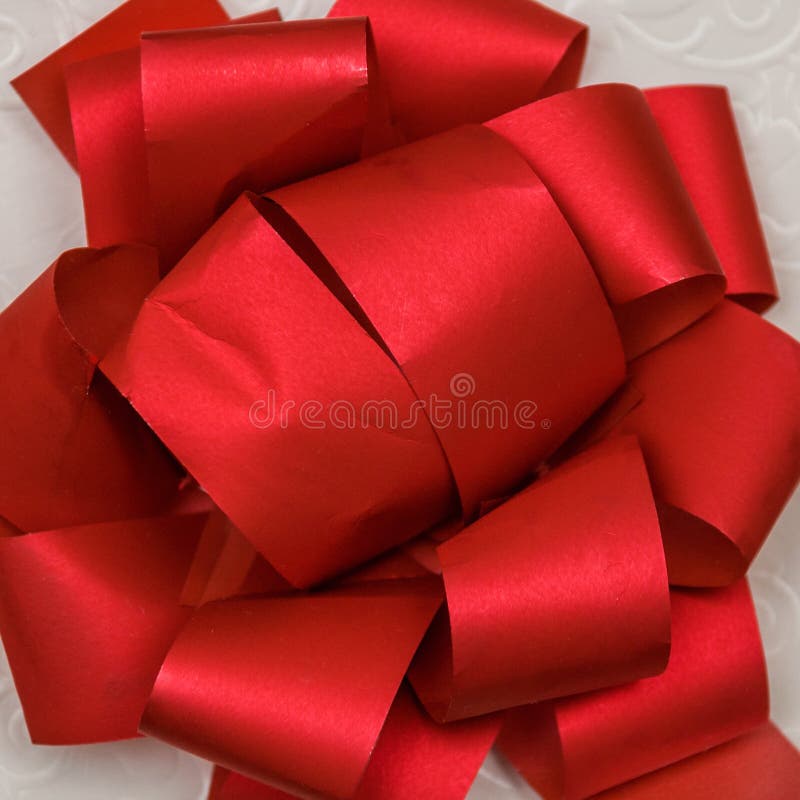 Large Bright and Beautiful Bow of Red Paper Tape Stock Image - Image of ...