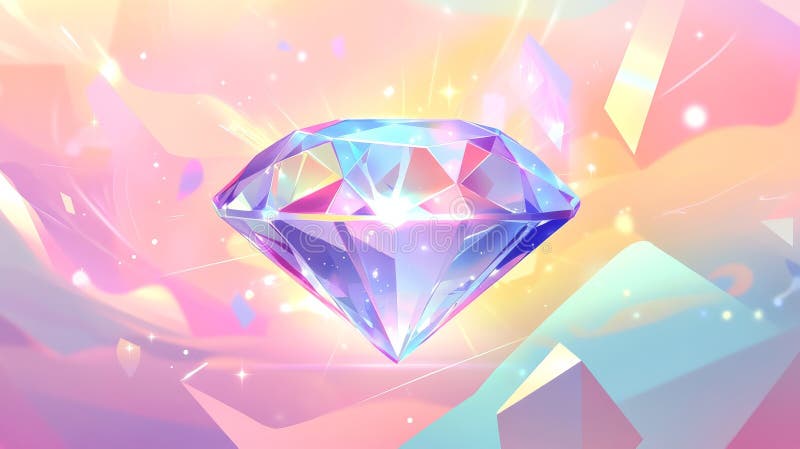 Large Bright Diamond Shining Over a Colorful Abstract Background Stock ...
