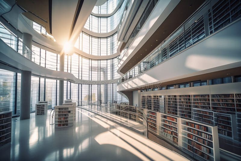 Large Light Storage with Many Books. AI Generated Stock Photo - Image ...