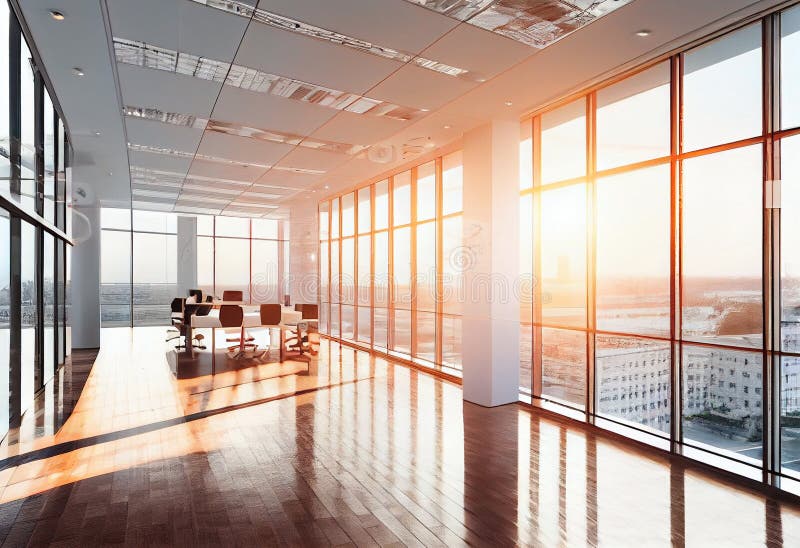Large Bright Meeting Room with Panoramic Windows. AI Generated Stock ...