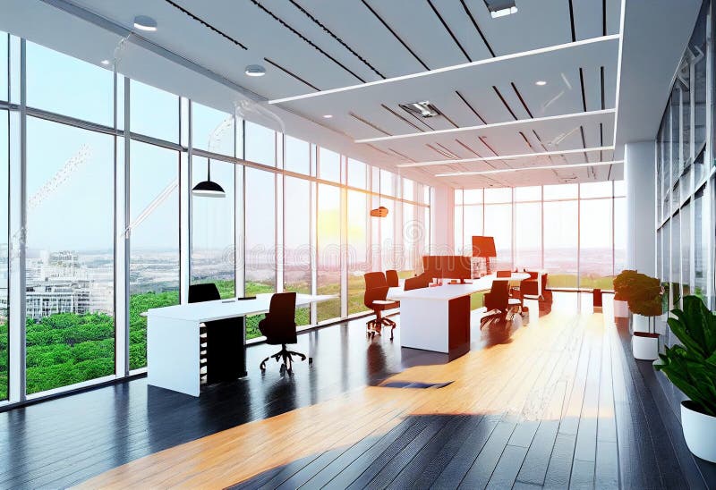 Large Bright Meeting Room with Panoramic Windows. AI Generated Stock ...