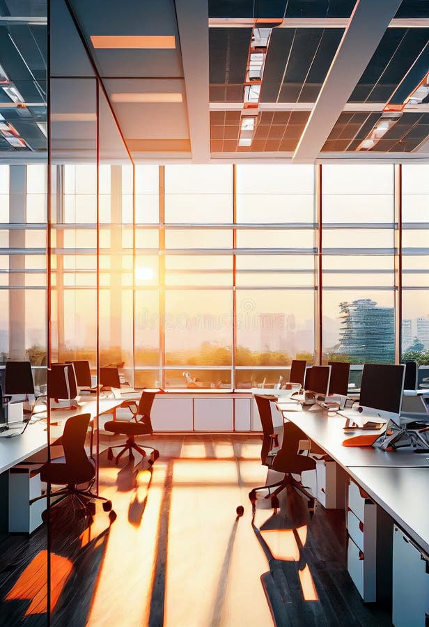 Large Bright Office with Panoramic Windows. AI Generated Stock ...