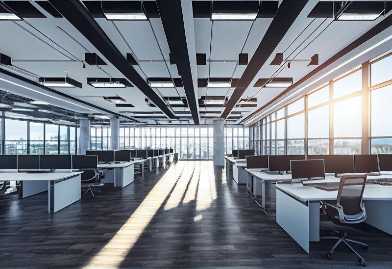 Large Bright Office with Panoramic Windows. AI Generated Stock ...