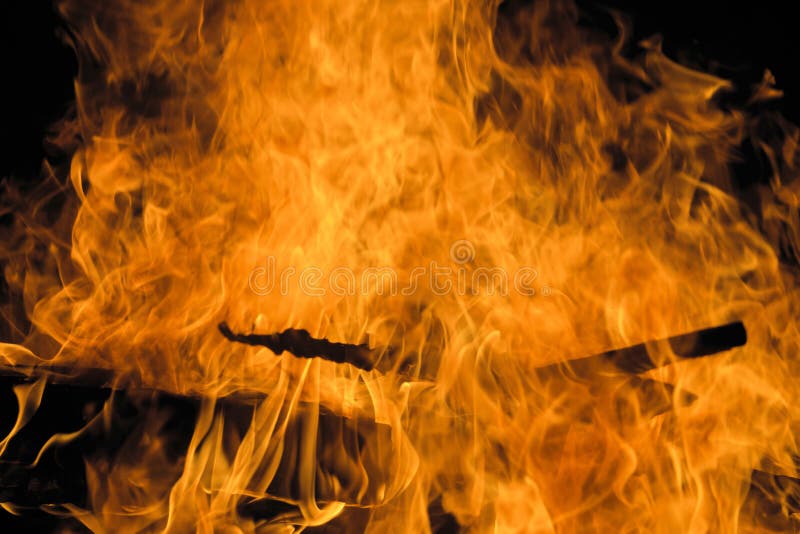 Large Bright Red Flame of Fire in the Dark Stock Photo - Image of ...