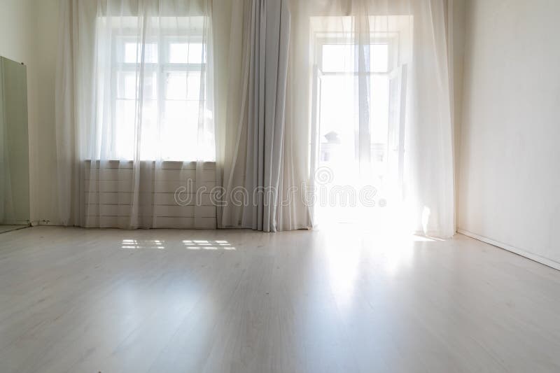 Large Bright Room with Large Windows Hall Room Stock Image - Image of ...
