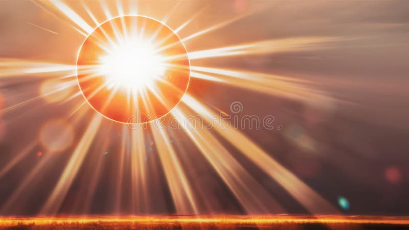 A Large Bright Sun Shining through a Field of Grass, AI Stock Photo ...
