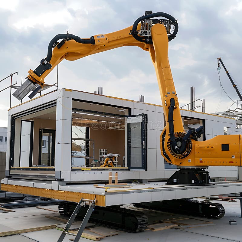 Robotic Arm Precisely Placing Prefabricated Building Section Stock ...